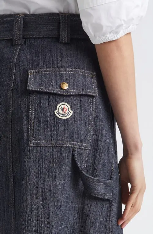 Moncler Belted Denim Midi Skirt - Blue