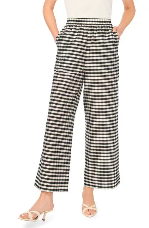 Ted Baker London Check Print Wide Leg Pants - Rich Black