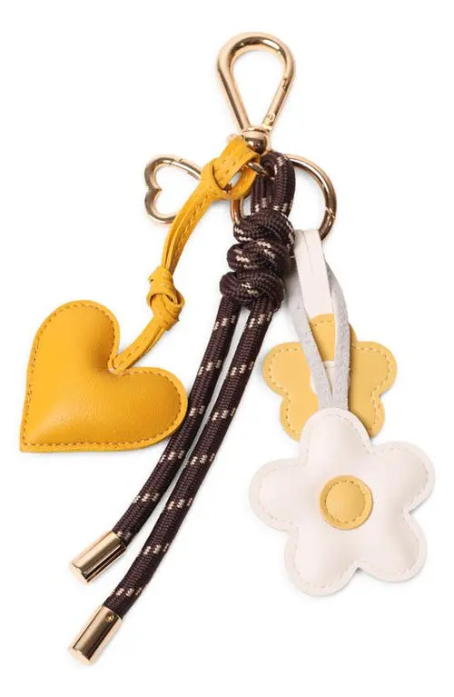 POP UPS BRAND Key Chain With Charms - Brown/yellow Flowers