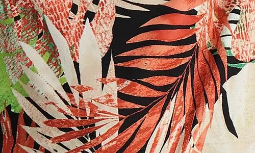KASPER Tropical Print Cowl Neck Top
