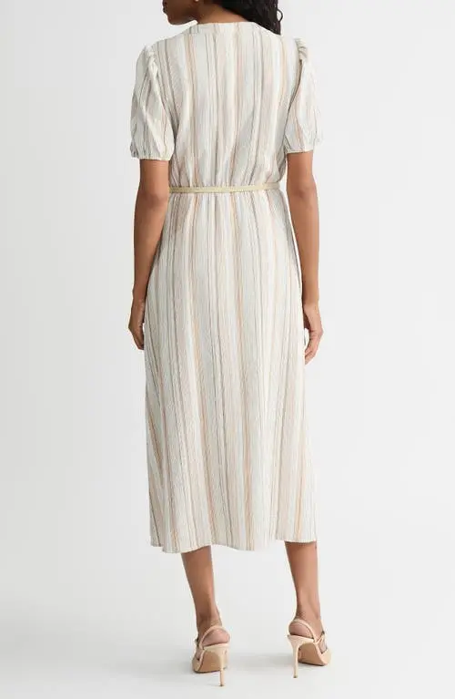 KASPER Striped Belted Shirtdress