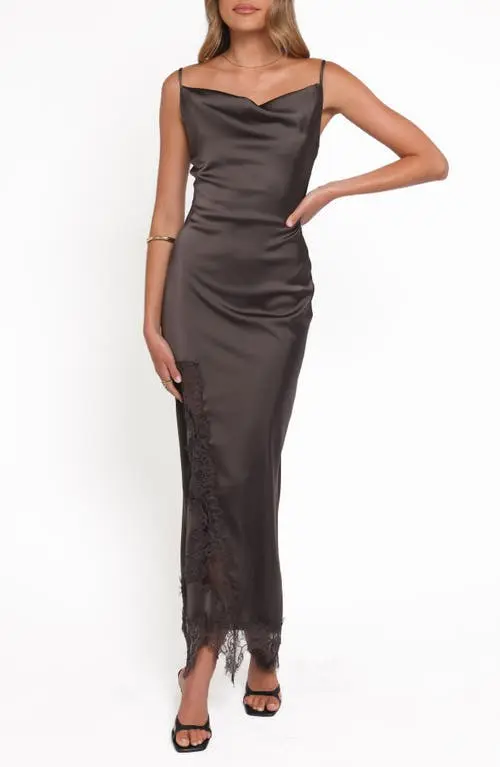 PETAL & PUP Lace Trim Satin Maxi Dress