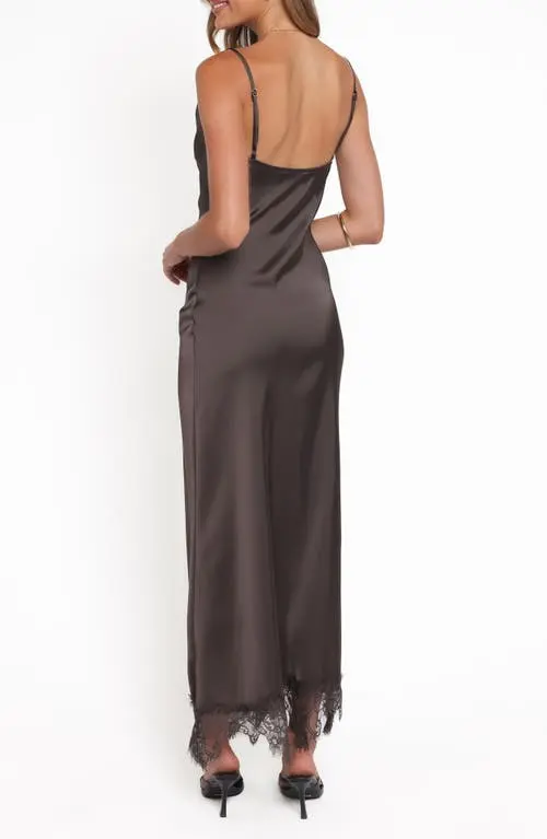 PETAL & PUP Lace Trim Satin Maxi Dress