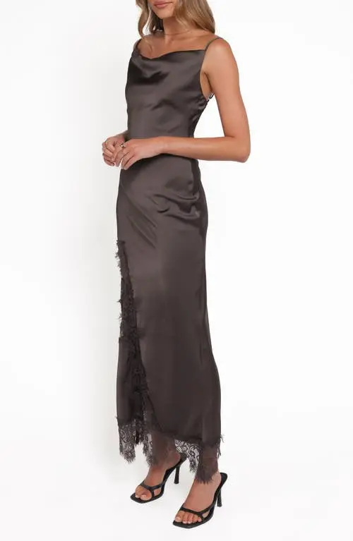PETAL & PUP Lace Trim Satin Maxi Dress