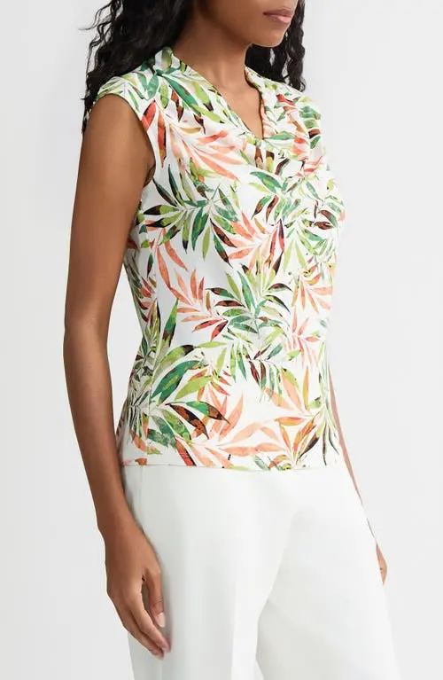 KASPER Cowl Neck Cap-sleeve Top