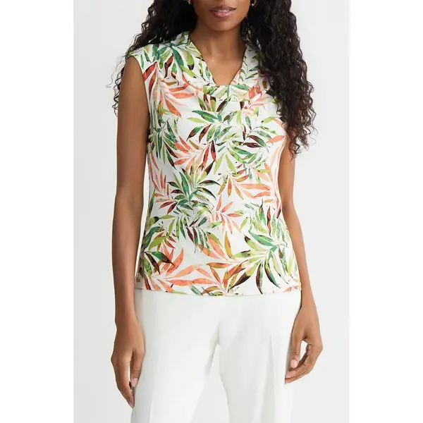 KASPER Cowl Neck Cap-sleeve Top