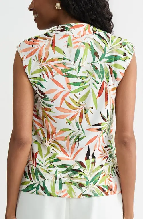 KASPER Cowl Neck Cap-sleeve Top