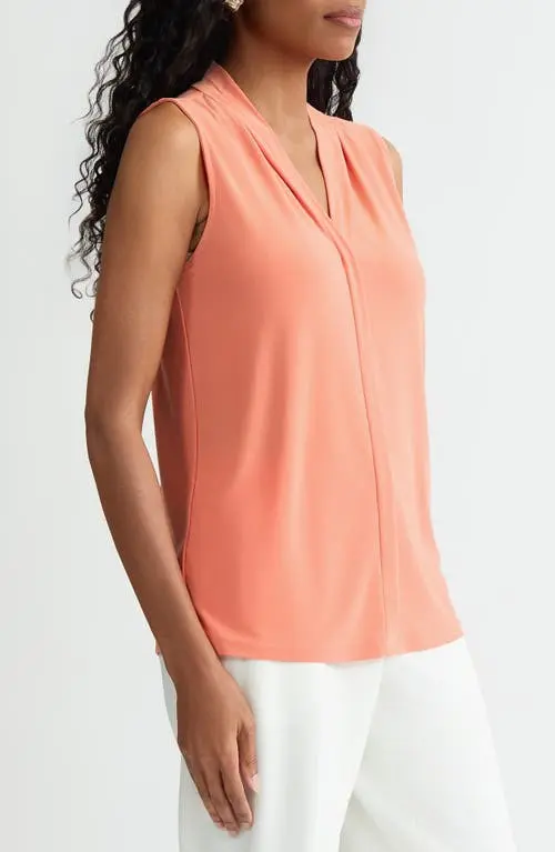 KASPER Pleated Sleeveless Top - Mandarin