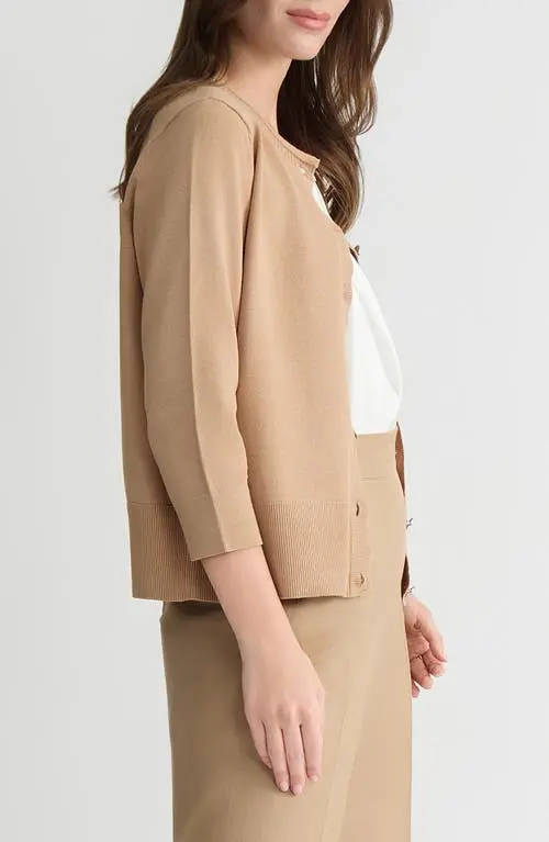KASPER Rib Trim Cardigan