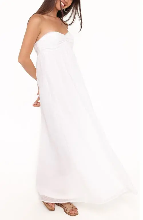 PETAL & PUP Vee Clip Dot Strapless Maxi Dress