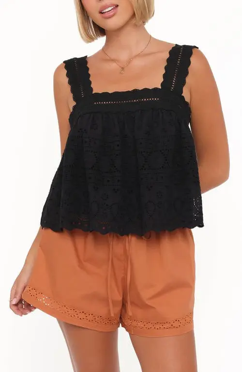 PETAL & PUP Aideen Sleeveless Eyelet Top - Black