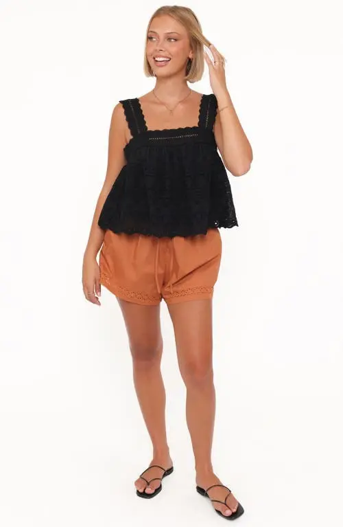 PETAL & PUP Aideen Sleeveless Eyelet Top - Black