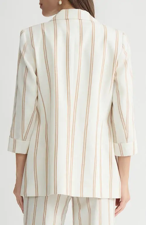 KASPER Striped Open Front Blazer