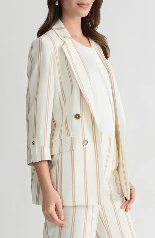 KASPER Striped Open Front Blazer