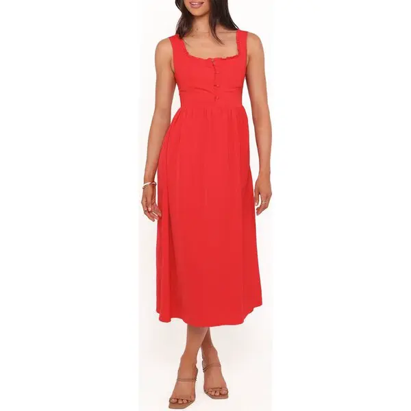 PETAL & PUP Melrose Sleeveless Midi Dress - Red