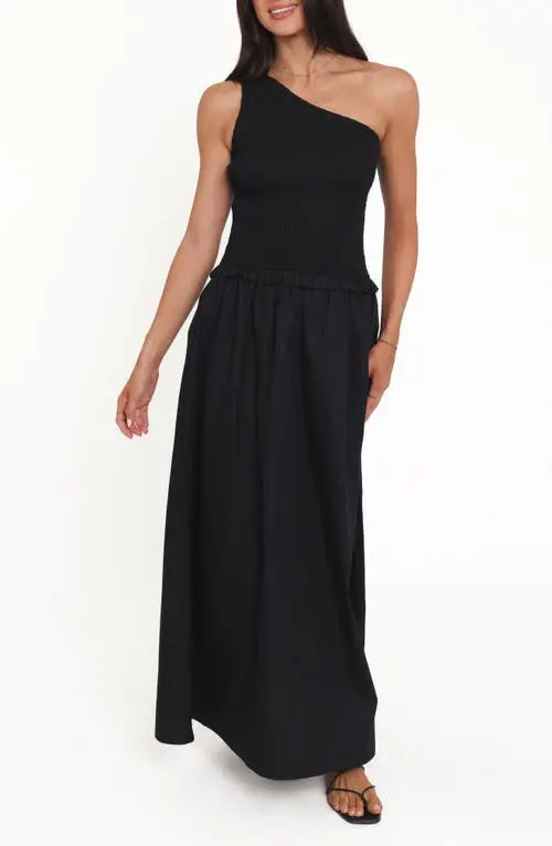 PETAL & PUP One-shoulder Maxi Dress - Black