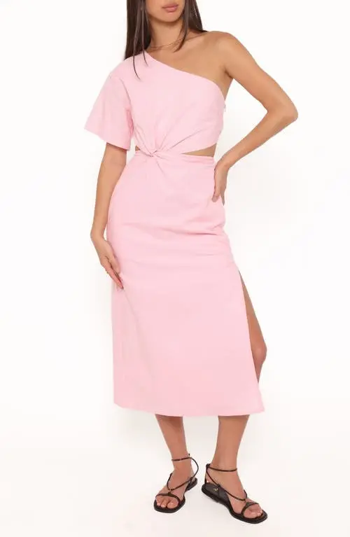 PETAL & PUP Samira One-shoulder Cutout Midi Dress - Pink