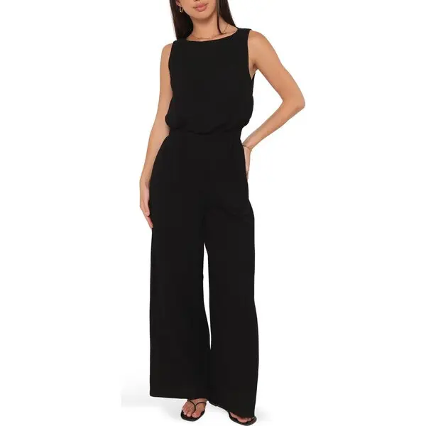 PETAL & PUP Brenna Cotton Gauze Jumpsuit - Black