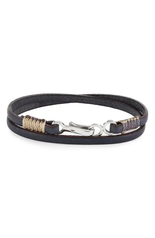 Caputo & Co Euro Leather Double Wrap Bracelet - Dark Grey