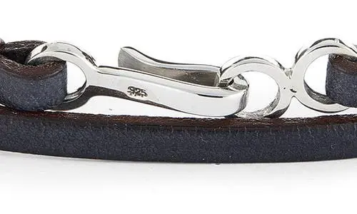 Caputo & Co Euro Leather Double Wrap Bracelet - Dark Grey
