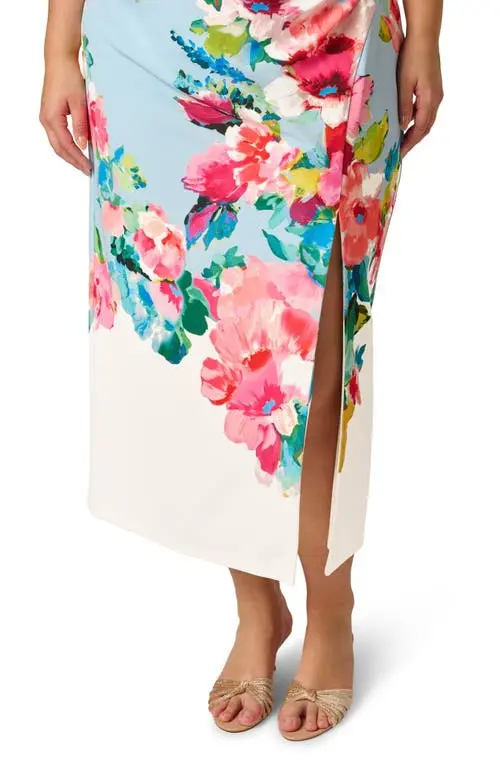 Adrianna Papell Print One-shoulder Gown