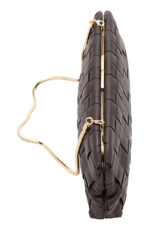 Mango Braided Faux Leather Frame Clutch