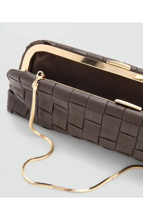 Mango Braided Faux Leather Frame Clutch