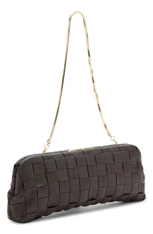 Mango Braided Faux Leather Frame Clutch