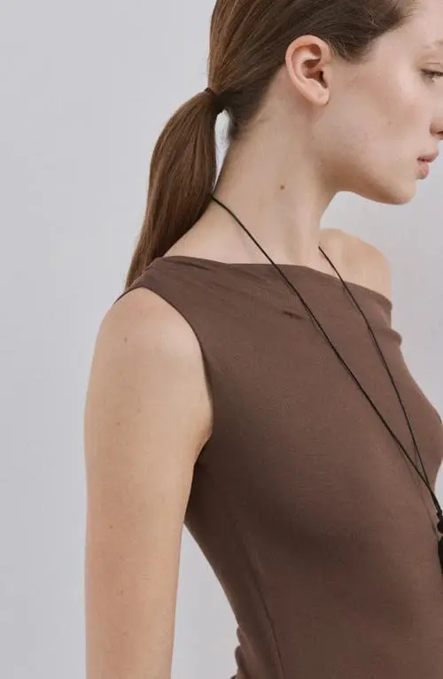 Mango Asymmetric Gather Maxi Dress - Brown