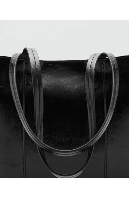 Mango Faux Leather Shopper Bag