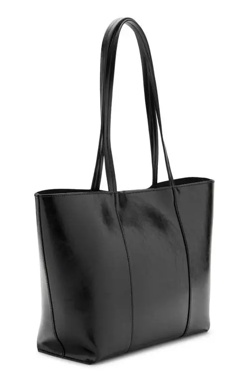 Mango Faux Leather Shopper Bag - Black