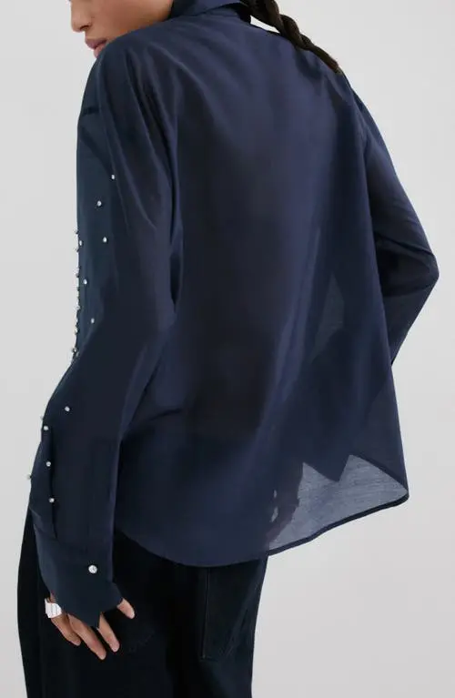 Mango Rhinestone Button-up Shirt