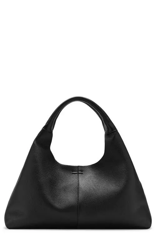 Mango Slouchy Leather Shoulder Bag - Black