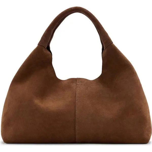 Mango Slouchy Leather Shoulder Bag - Brown