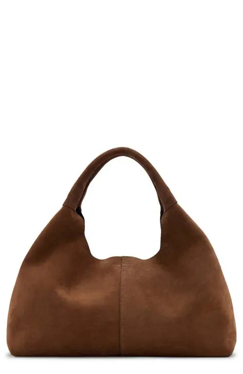 Mango Slouchy Leather Shoulder Bag - Brown