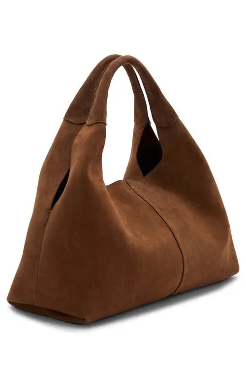 Mango Slouchy Leather Shoulder Bag - Brown