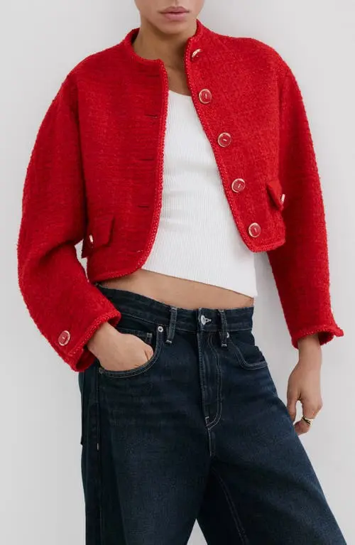 Mango Jewel Button Tweed Jacket