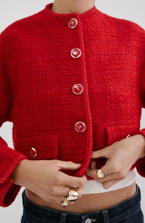 Mango Jewel Button Tweed Jacket