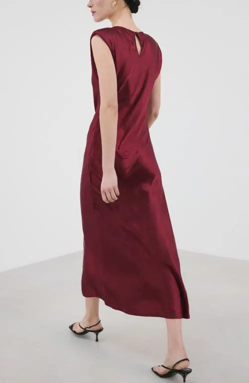 Mango Sleeveless Satin Maxi Dress - Cherry