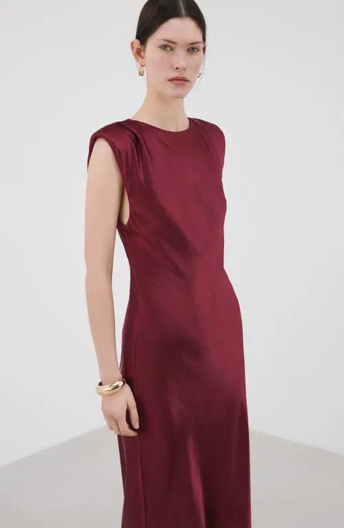 Mango Sleeveless Satin Maxi Dress - Cherry