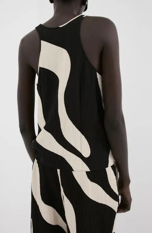 Mango Printed Sleeveless Crop Top