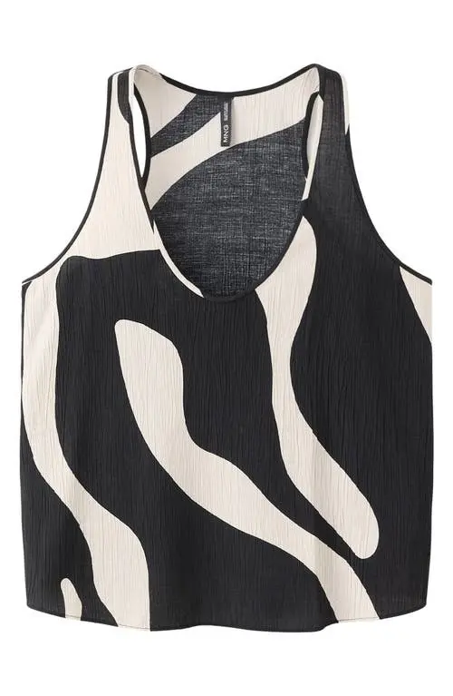 Mango Printed Sleeveless Crop Top