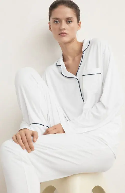 Mango Piped Pajamas - White