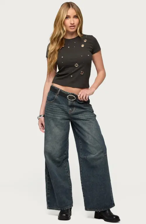 EDIKTED Aitana Grommet Studded T-shirt
