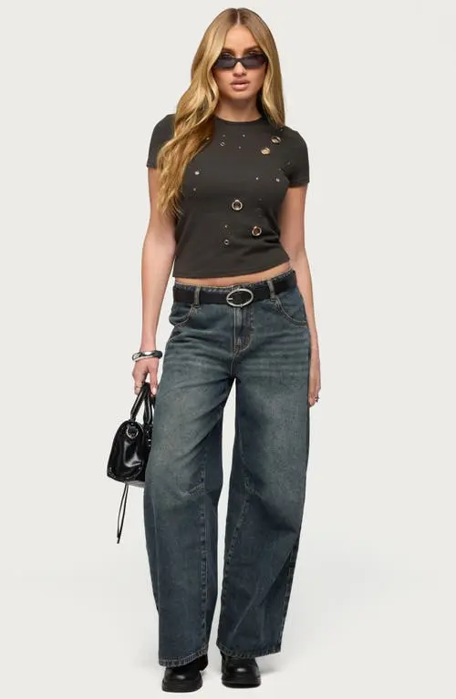 EDIKTED Aitana Grommet Studded T-shirt