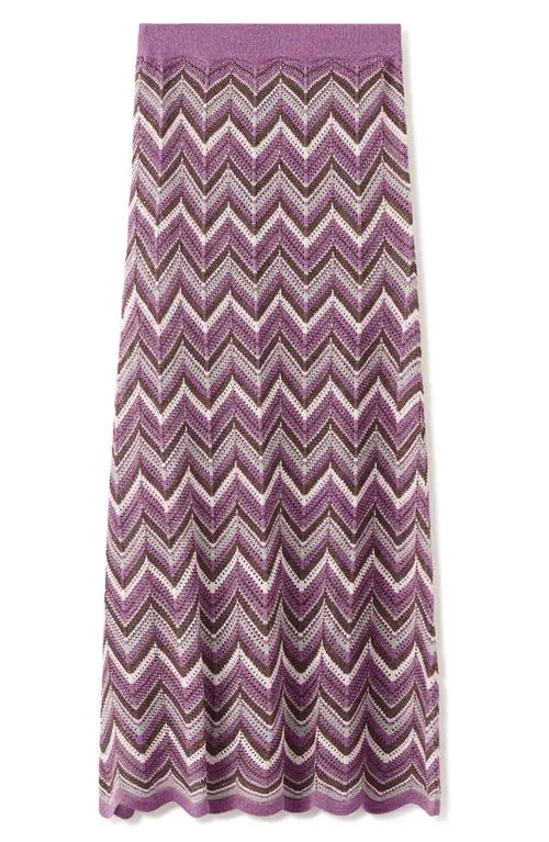 Mango Flare Open Stitch Midi Skirt