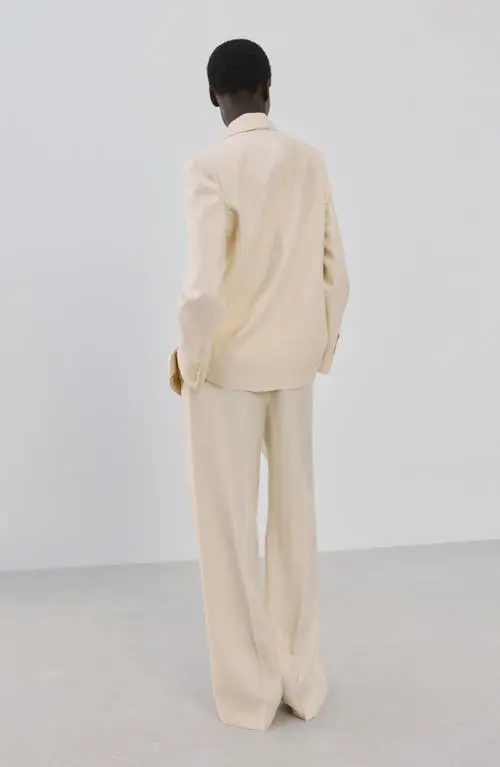 Mango Pleated Mid Rise Wide Leg Trousers - Ecru