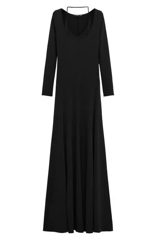 Mango Long-sleeve Knit Maxi Dress With Halter Neck