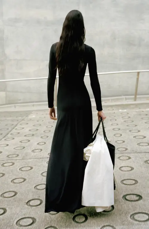Mango Long-sleeve Knit Maxi Dress With Halter Neck
