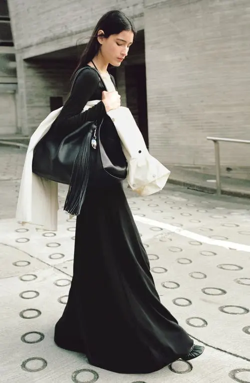 Mango Long-sleeve Knit Maxi Dress With Halter Neck